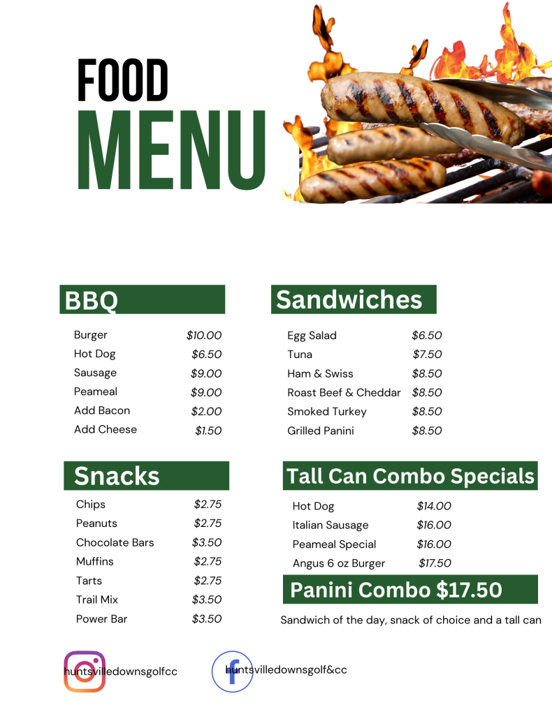 BBQ AT THE TURN MENU – Huntsville Downs Golf Club